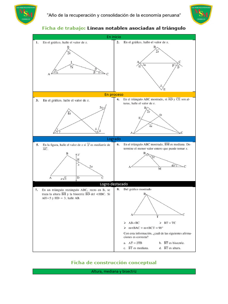 Ficha 4to Geo S4 | PDF | Triángulo | Formas geométricas