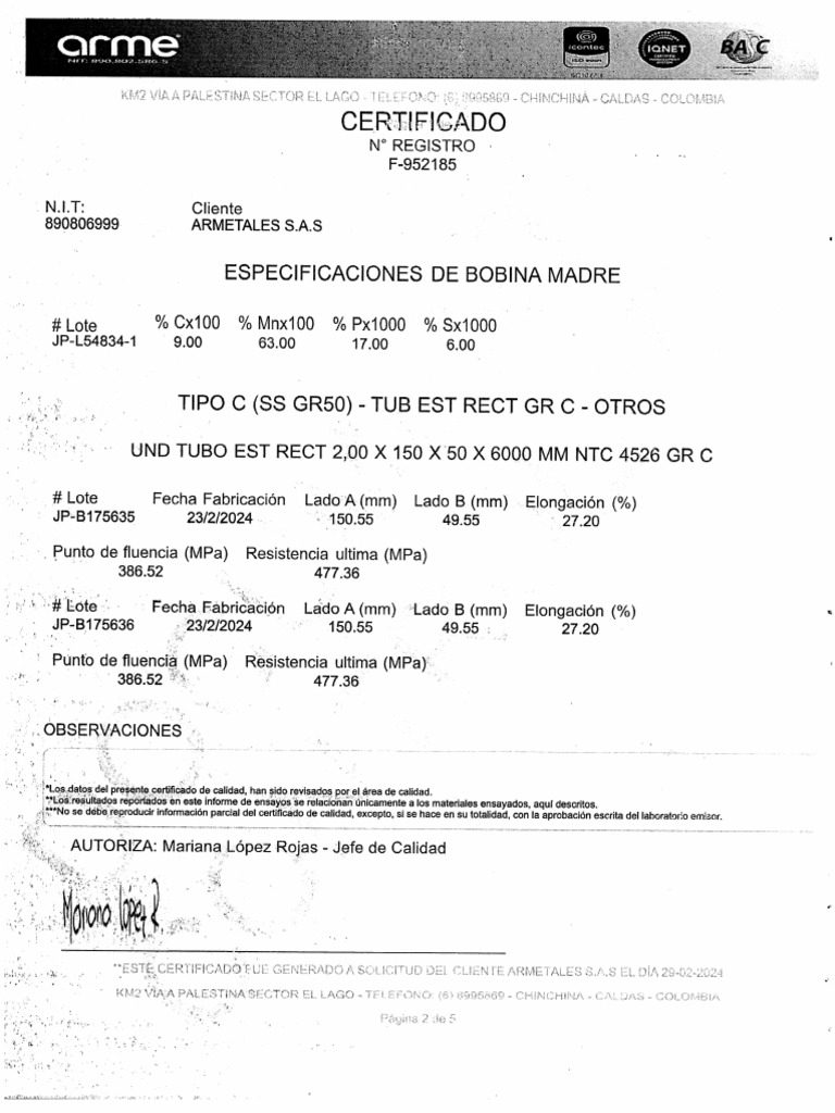 tubo estruc recta 150x50x2mm | PDF