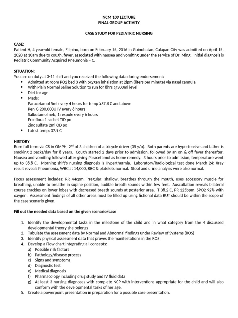 Pediatric Nursing Case Study Analysis | PDF | Medical Diagnosis ...