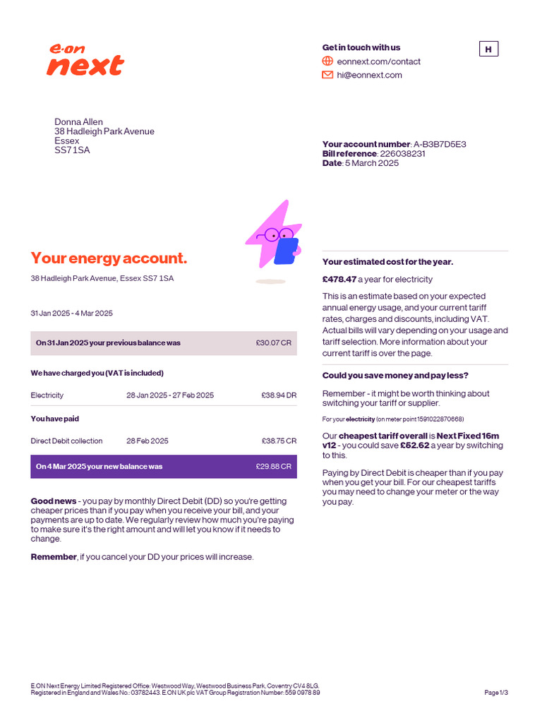 Eon Next Statement 2025 03 04 | PDF | Value Added Tax