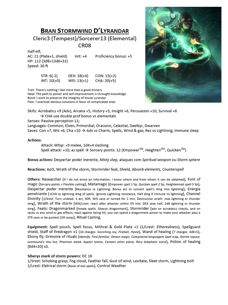 CR08 - Bran Stormwind - Lyrandar Sorcerer | PDF