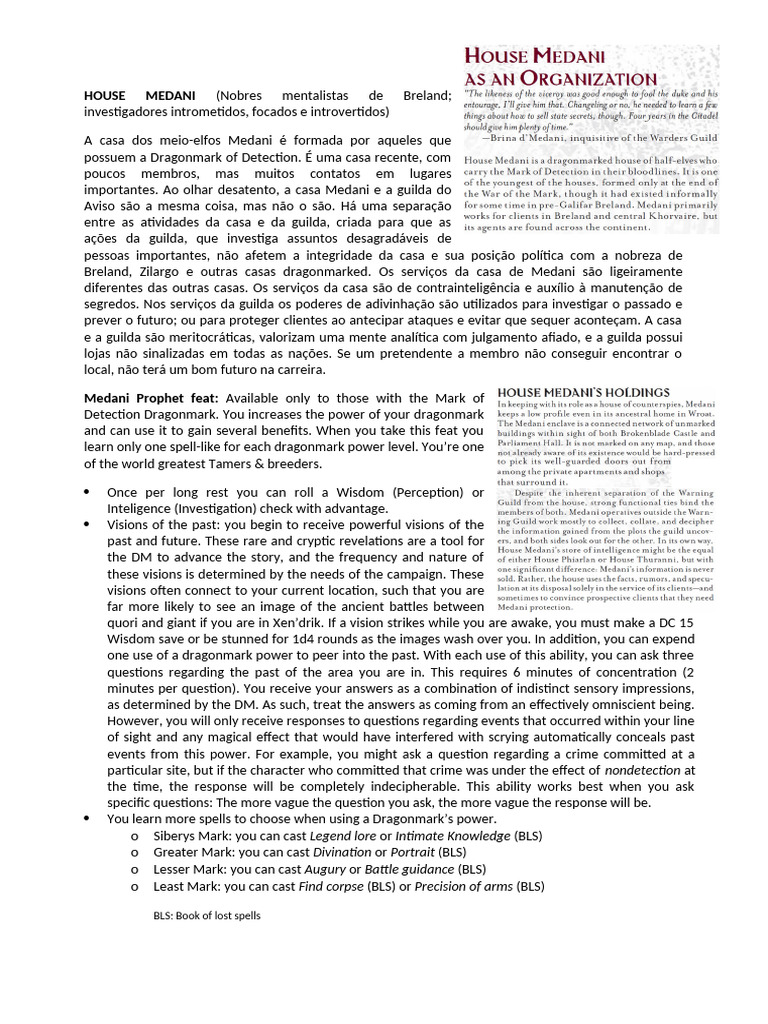 Medani House: Dragonmark of Detection | PDF | Religious Belief And ...
