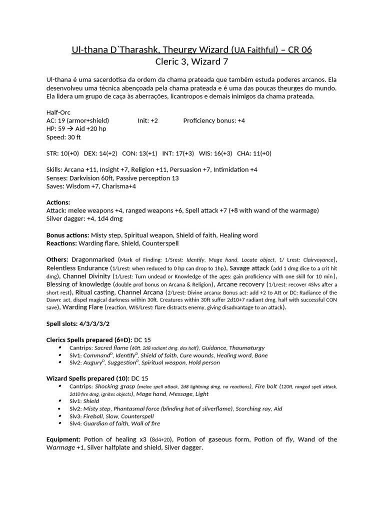 CR06 - Silverflame Cleric-Wizard Tharashk | PDF | Dungeons & Dragons ...