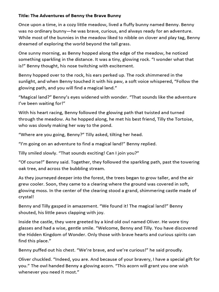 Benny's Magical Adventure | PDF
