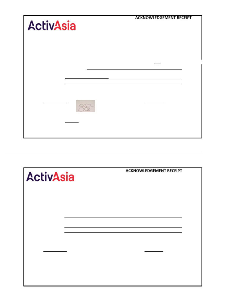 Acknowledgement Receipt for Payment | PDF