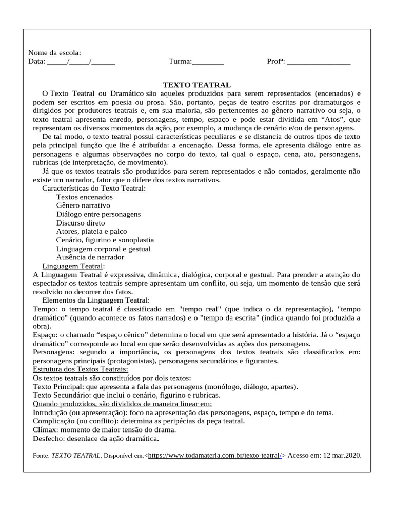 Texto Teatral | PDF | Teatro