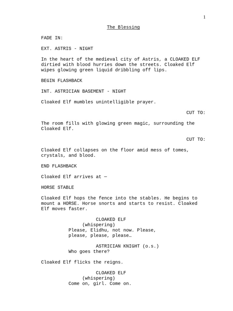 FINAL PROJECT SCREENPLAY - _The Blessing_ - CMO | PDF