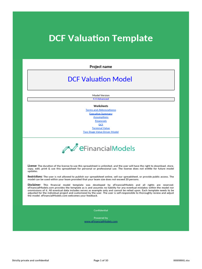 EFM_DCF_Model_Template_4.4-Advanced | PDF | Discounted Cash Flow ...