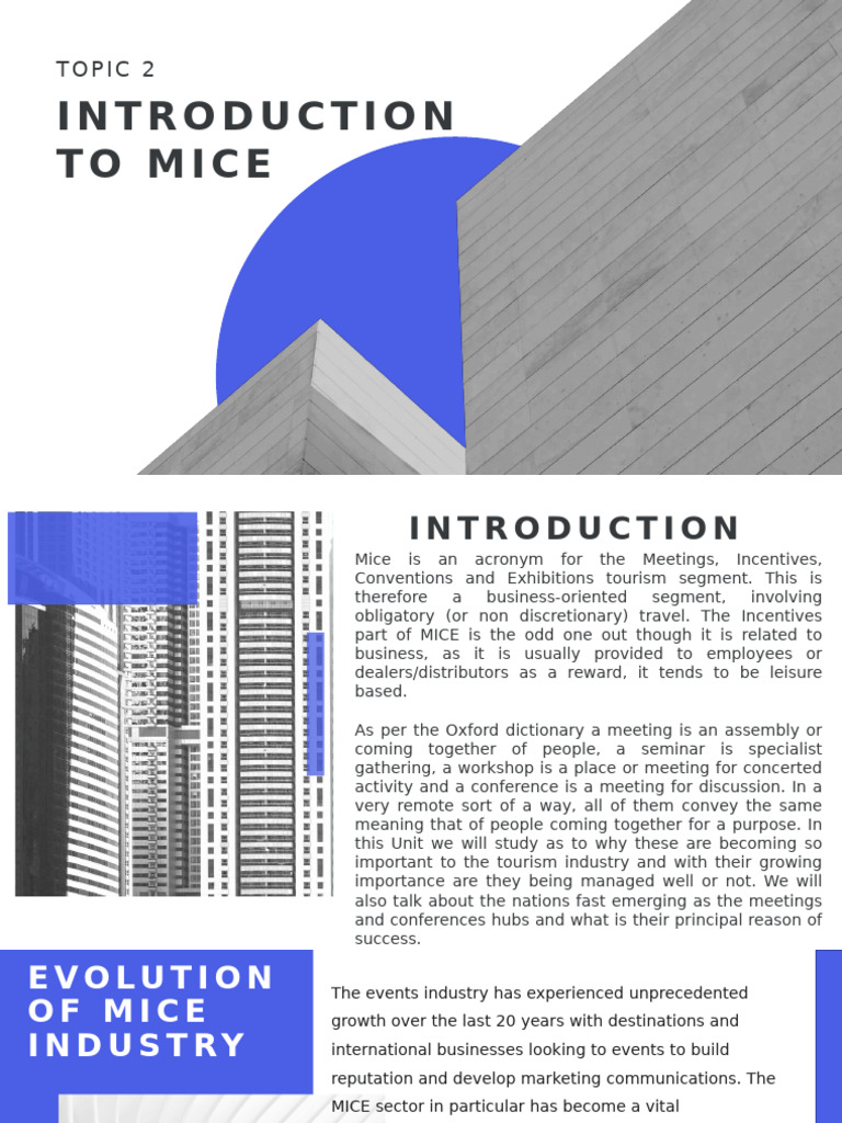 Topic 2 Introduction To Mice | PDF | Tourism | Transport