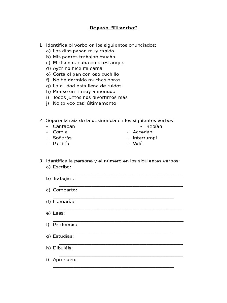 Repaso verbo | PDF
