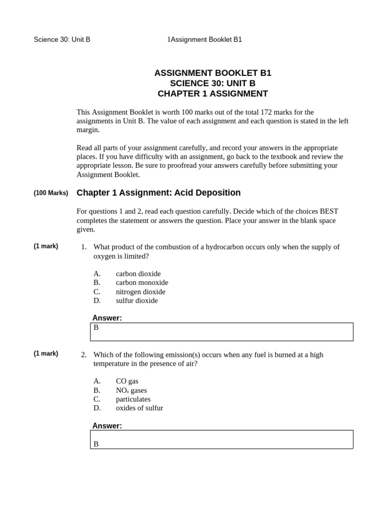 Assignment Booklet B1 (Online) | PDF | Acid | Titration