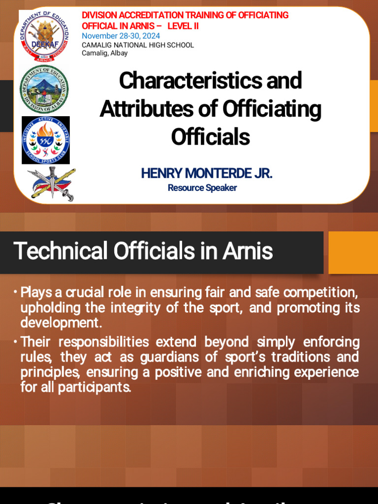 Topic 1 Characteristics and Attributes of Officiating Officials | PDF ...