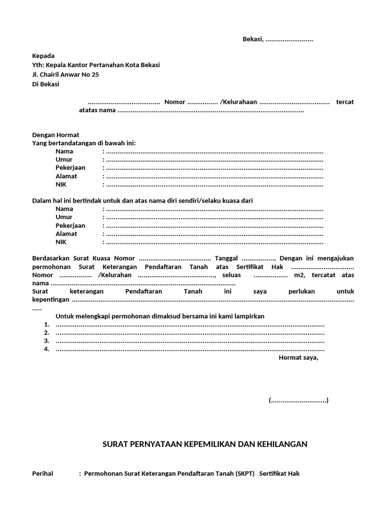 Formulir Pendaftaran SKPT | PDF