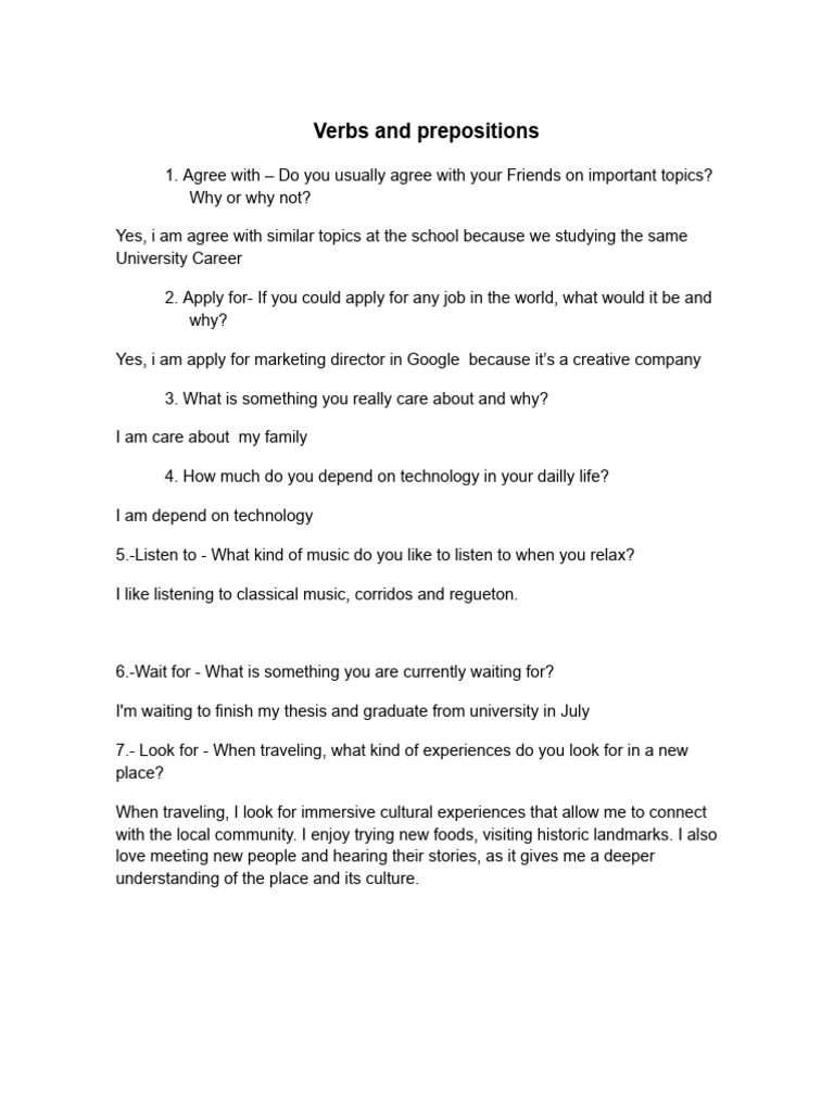 Common Verbs with Prepositions Explained | PDF