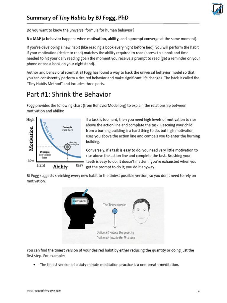 Tiny Habits Method Overview | PDF | Habits | Motivation