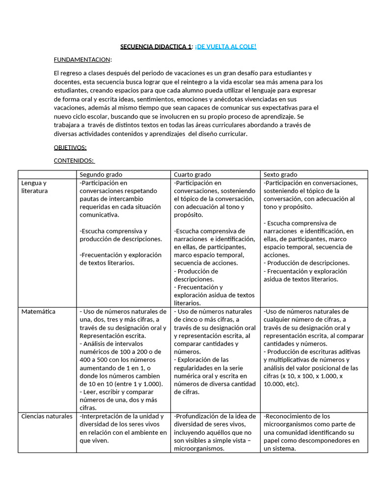 Secuencia Didáctica: Regreso a Clases | PDF | Color | Goliat