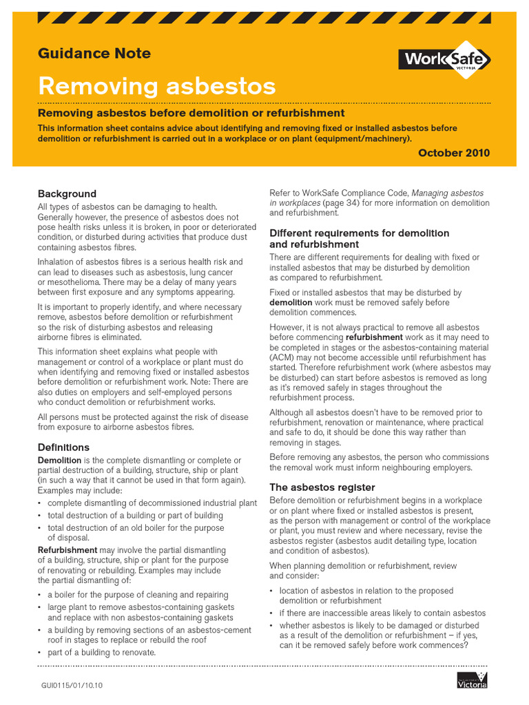 Asbestos Removal Before Demolition | PDF | Asbestos | Occupational ...