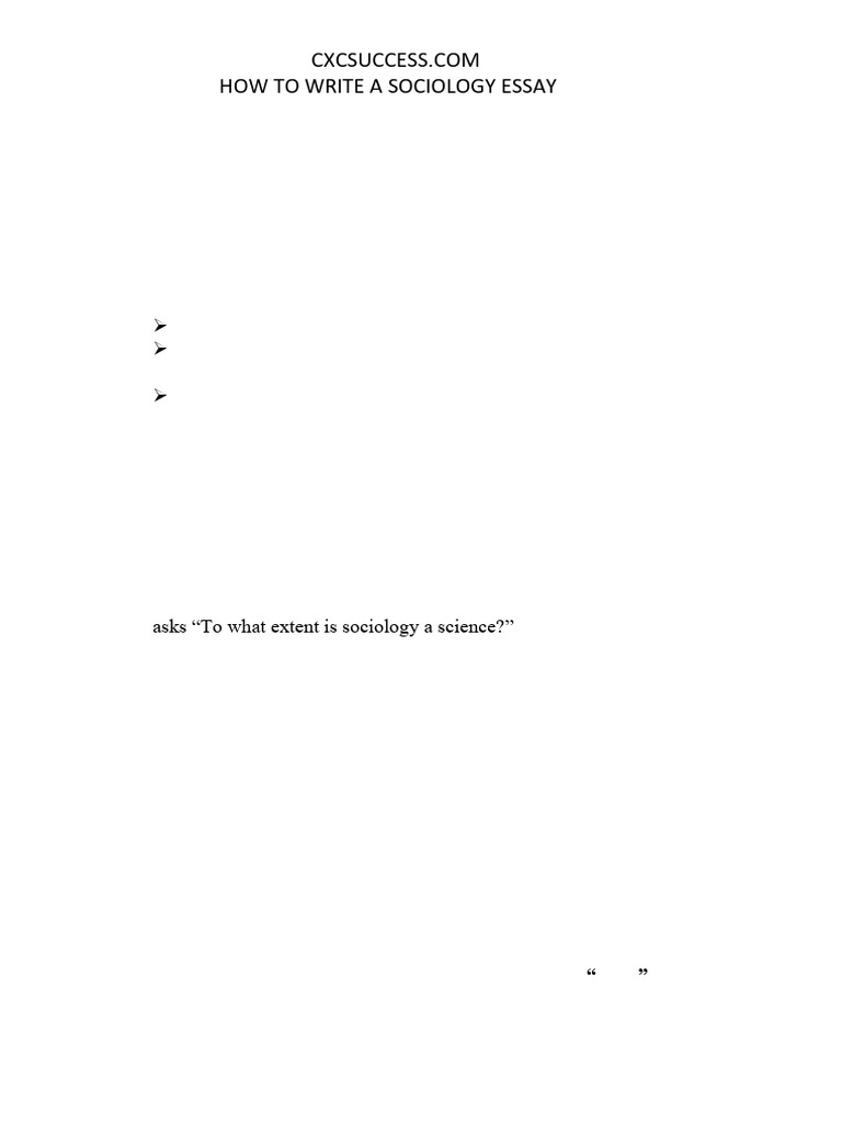 How To Write A Sociology Essay With Unit 2 Sample Essay | PDF ...