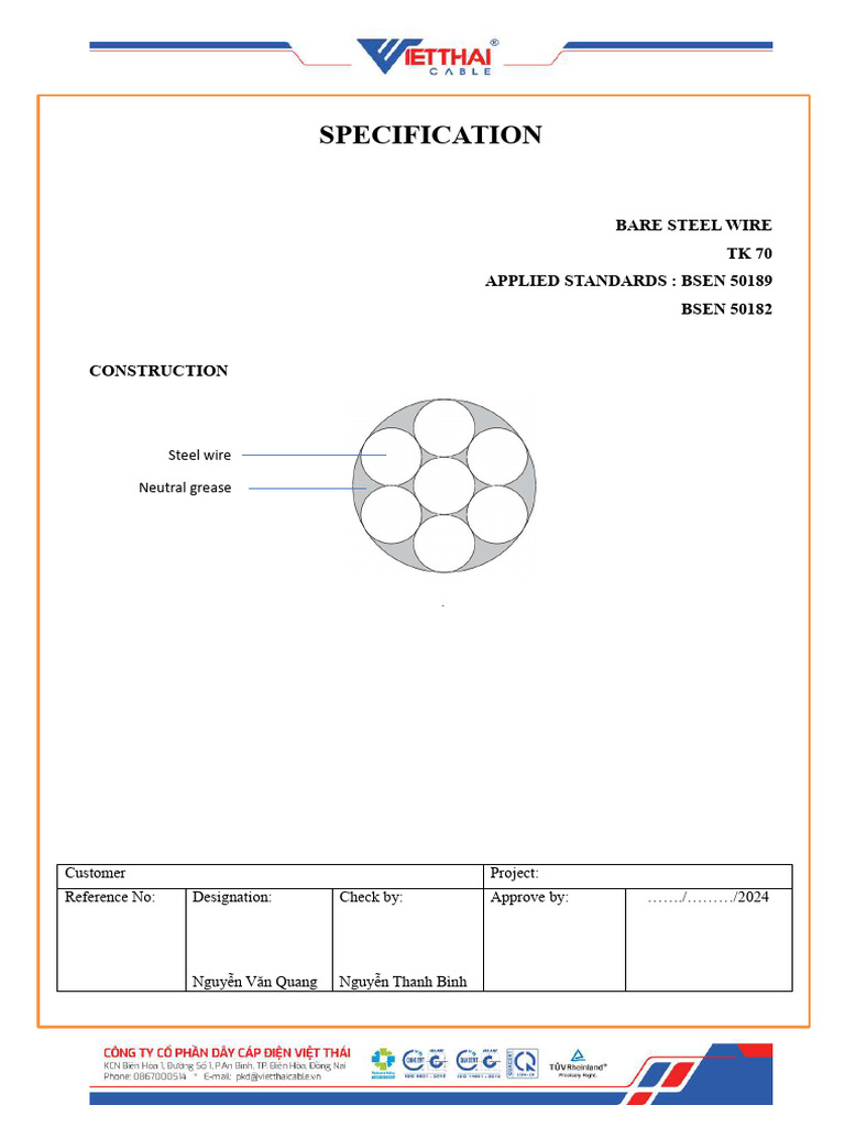 Specification - TK 70 (Phlox 147.1) - 19 Wires Right Hand | PDF