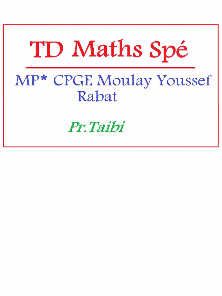 TD Math MP Étoile Moulay Youssef Rabat | PDF