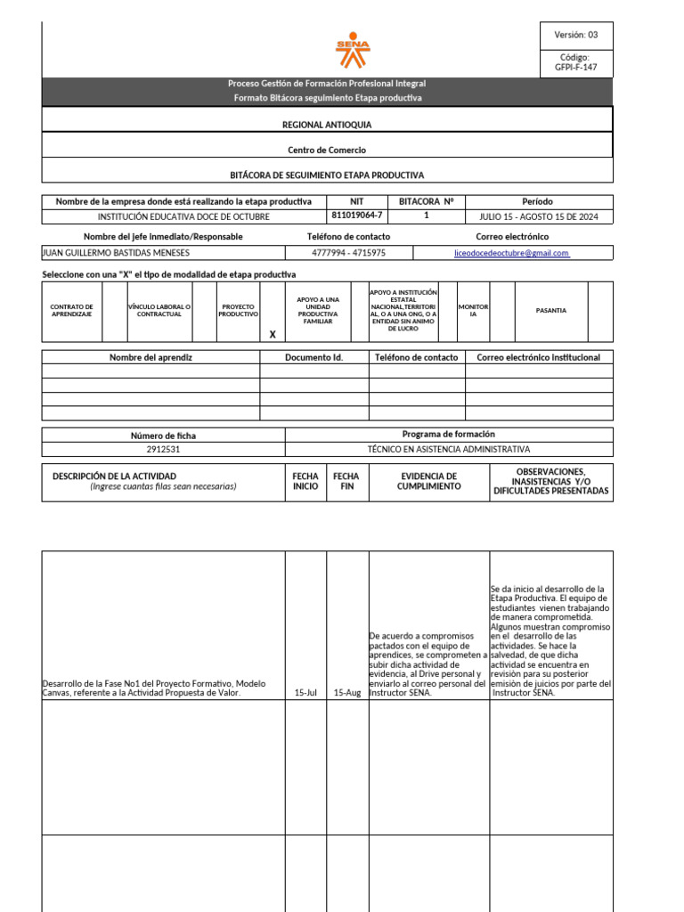 BitÃ¡cora No1 3 | PDF | Business