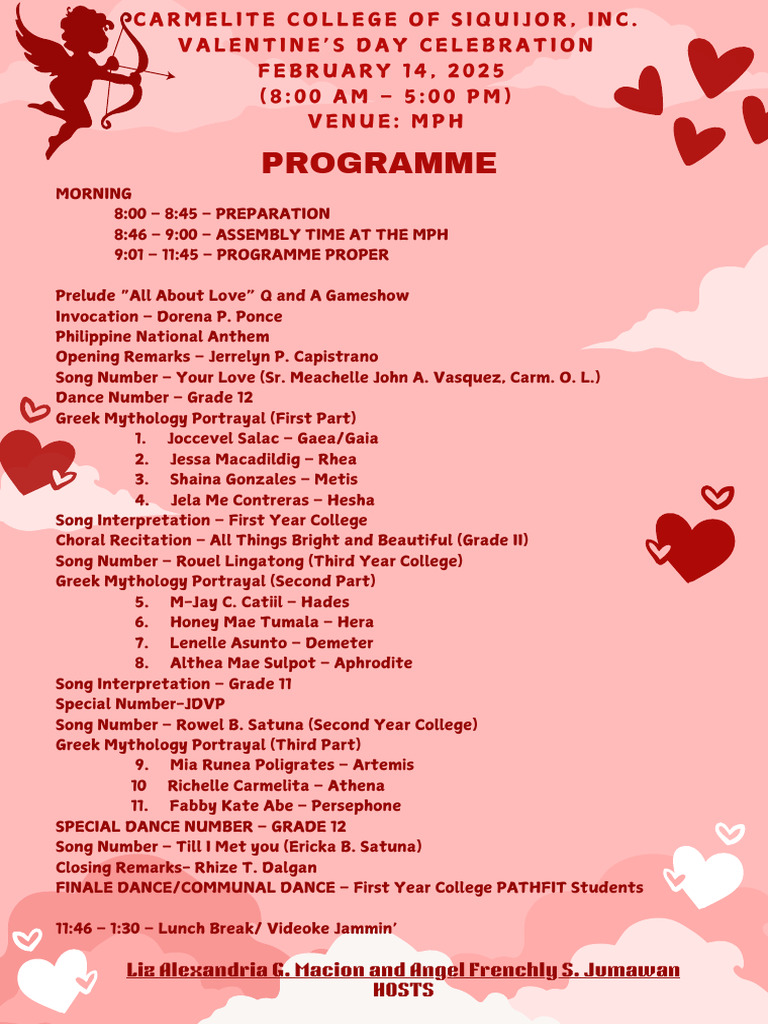 Valentine Program | PDF | Greek Literary Characters | Greek Gods