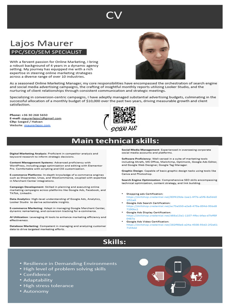 Maurer-Lajos-cv English - Compressed | PDF | Search Engine Optimization | Digital Marketing