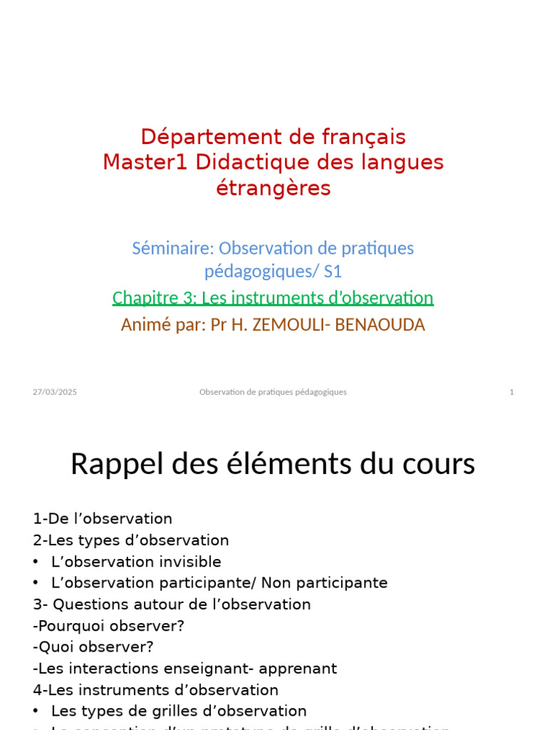 Chapitre 3 S1 Observation de Pratiques Pã©dagogiques | PDF | Pédagogie | Apprentissage