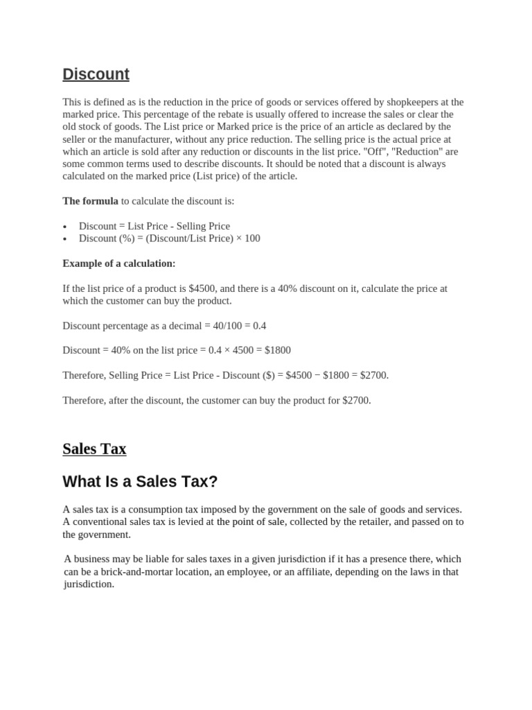 Understanding Discounts and Sales Tax | PDF
