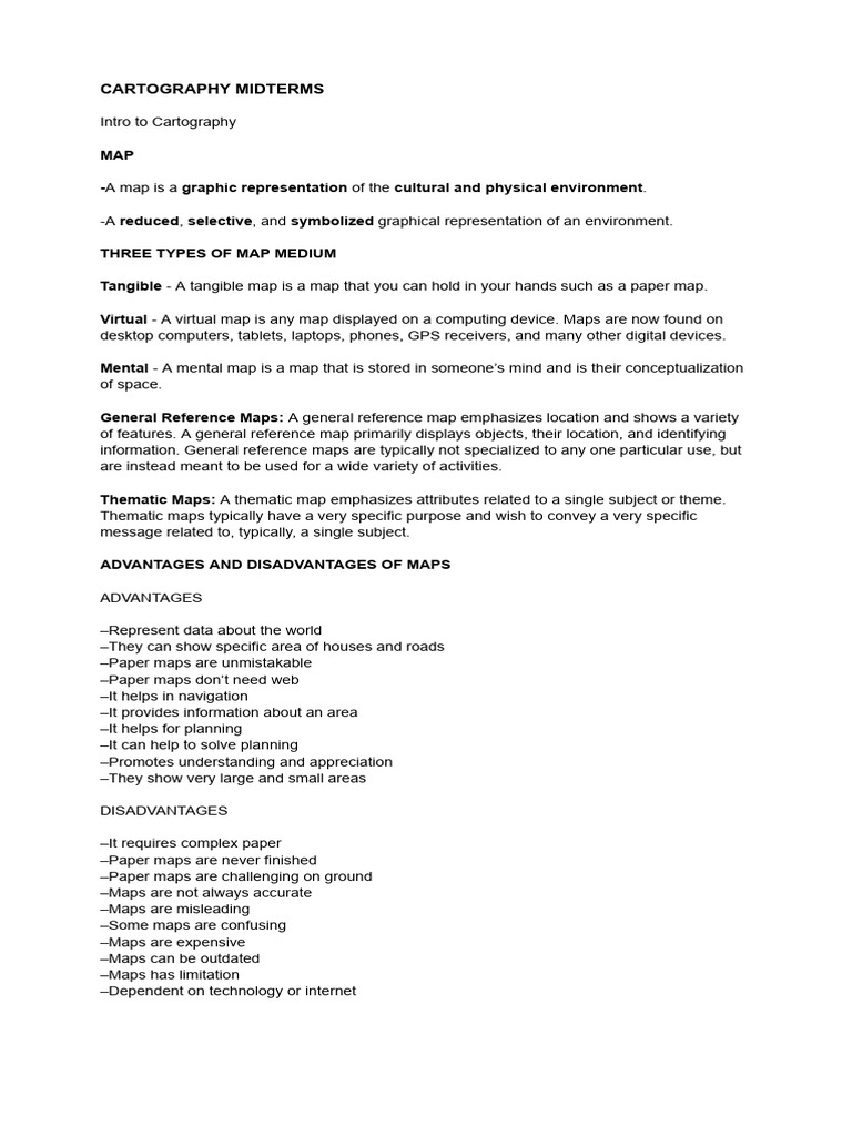 Cartography Midterms: Map Types & Process | PDF | Map | Cartography
