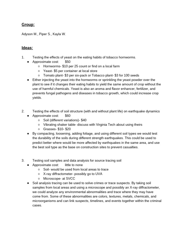 Senior Project Ideas | PDF