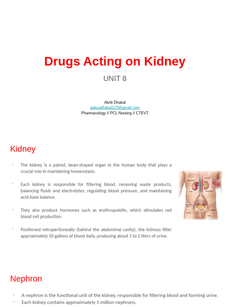 Drugs Acting On Kidney 2 | PDF | Kidney | Urinary Tract Infection