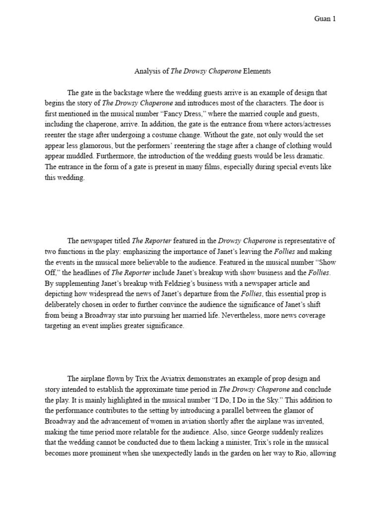 Drowsy Chaperone Reference Assignment | PDF | Entertainment