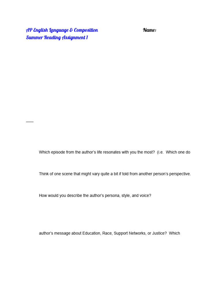 AP_Lang_Summer_Reading_-_Assignment_2024 | PDF