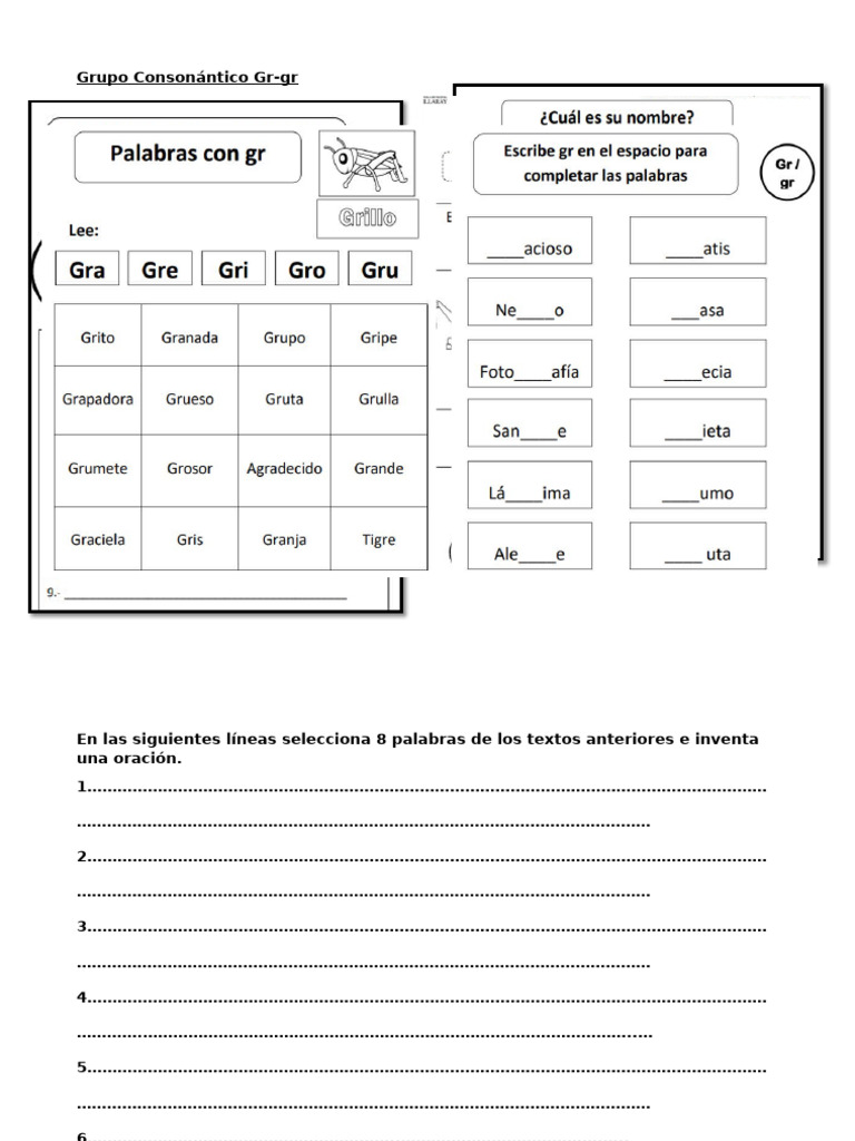 Grupo Consonántico GR 2° | PDF