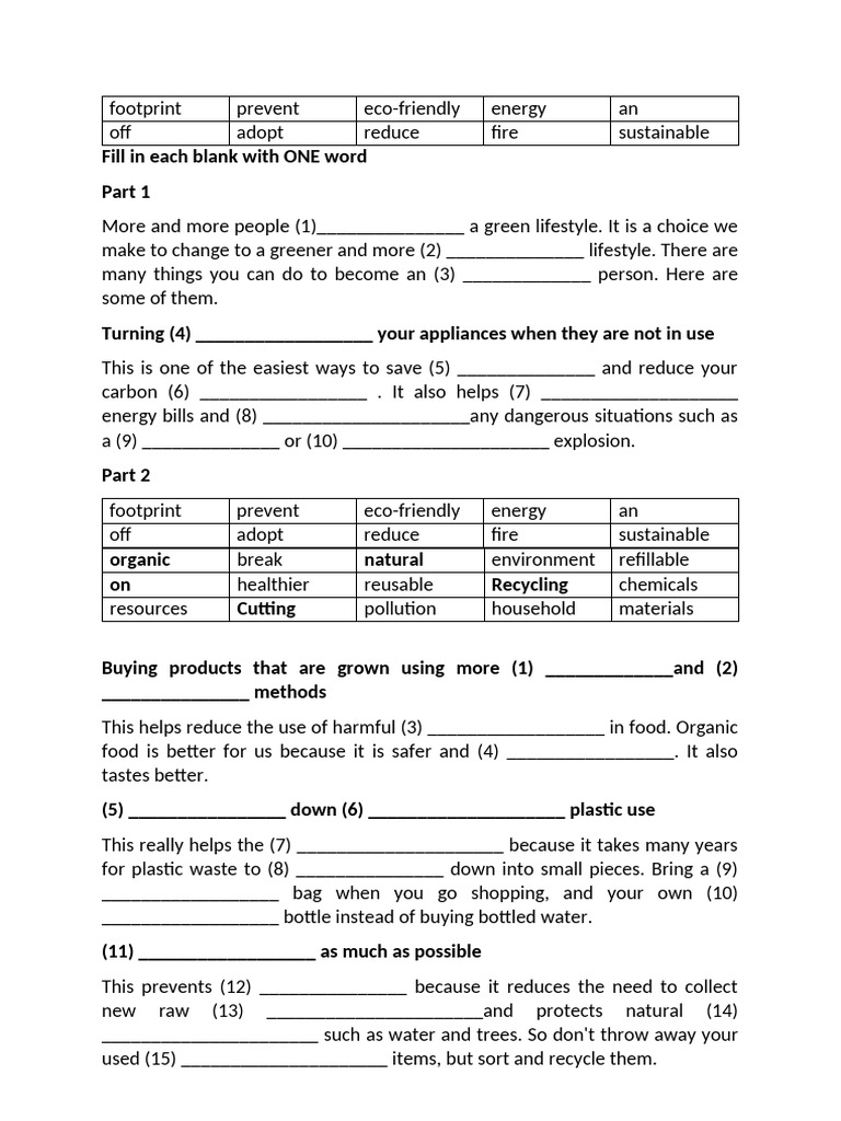 U2 - E10-GL - HANDOUT Reading | PDF | Recycling | Pollution