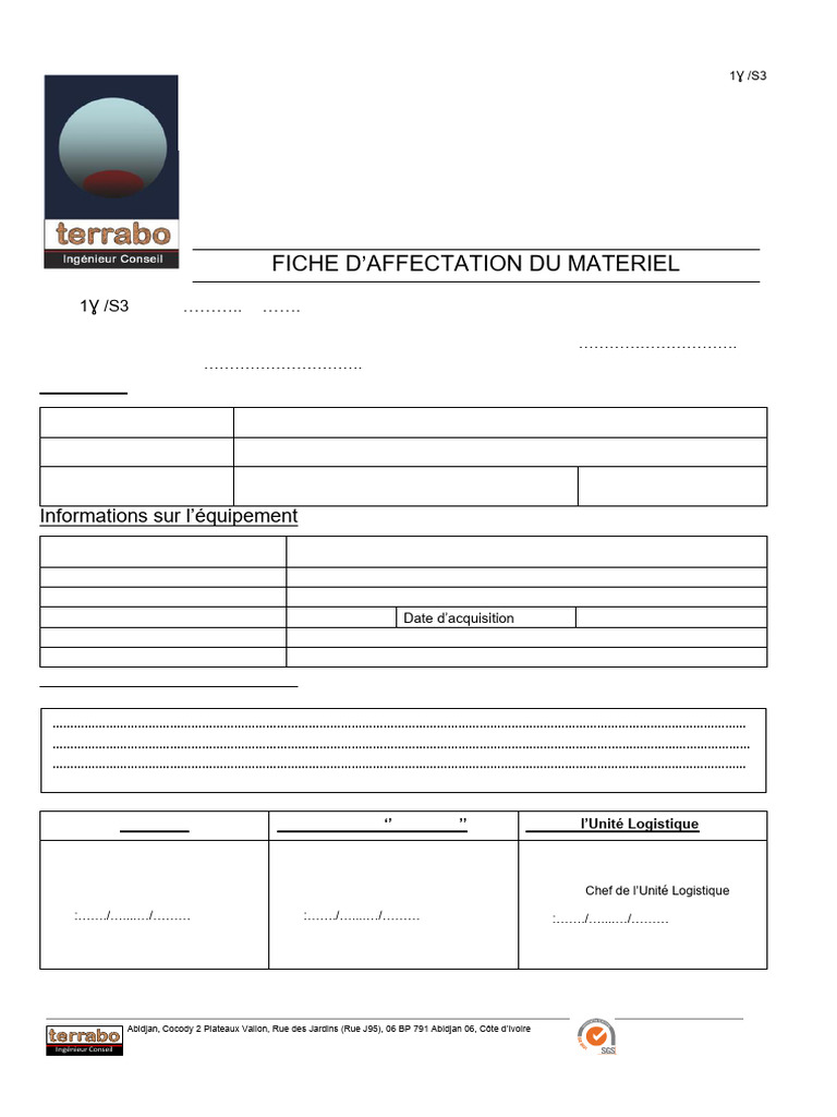Fiche d'Affectation du Matériel | PDF