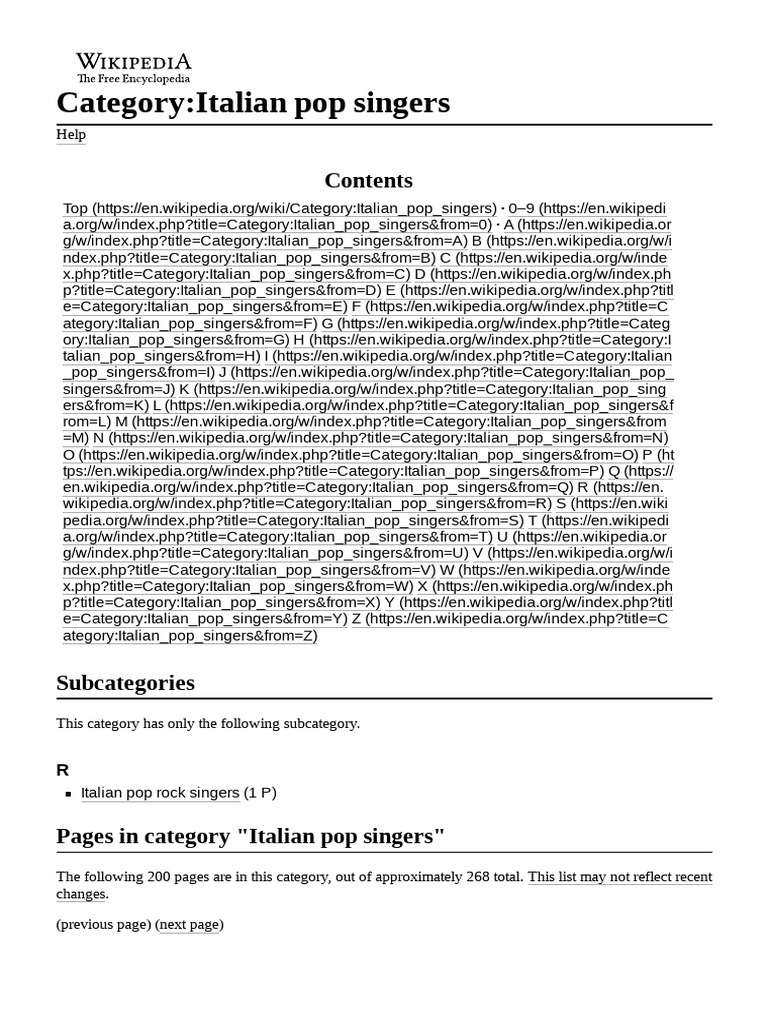 Category Italian Pop Singers | PDF | Italian Writers | Pop Music