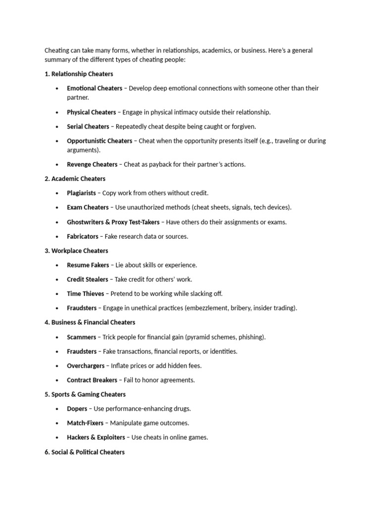 Cheating Can Take Many Forms | PDF