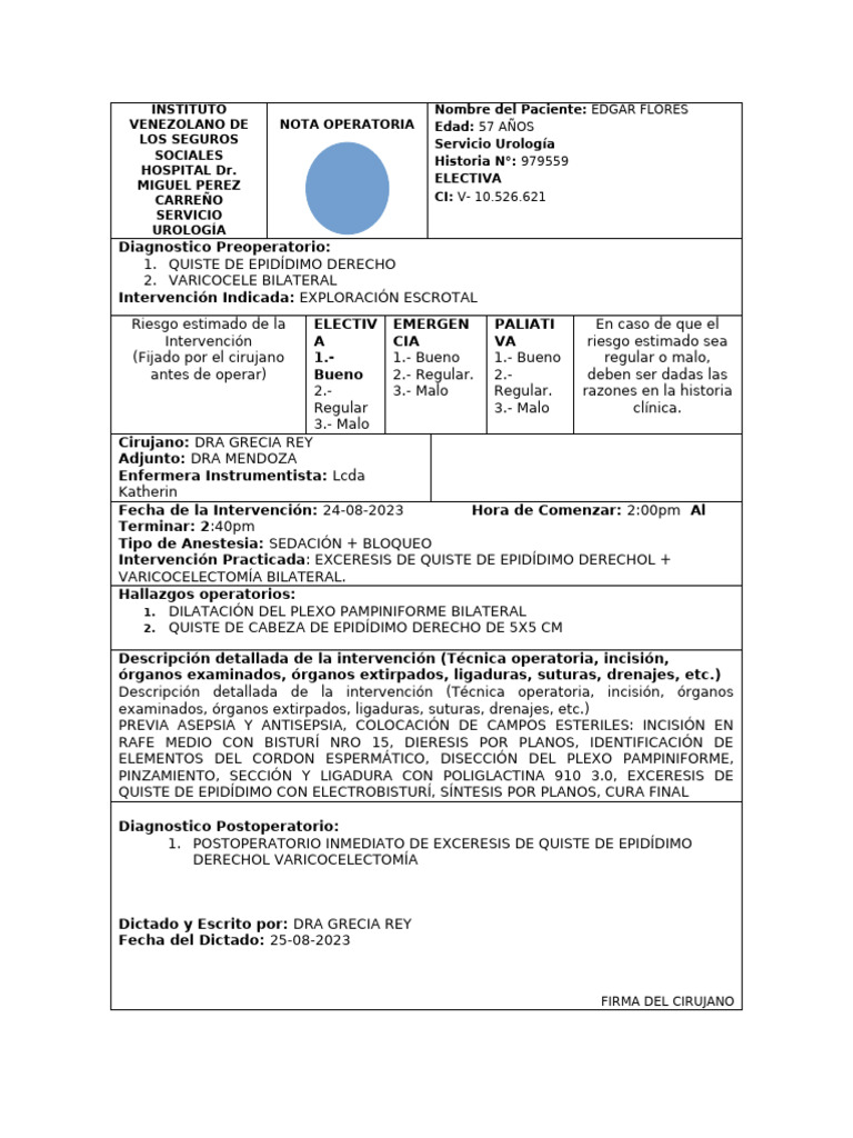 QUISTE EPIDIDIMO + VARICOCELE | PDF | Enfermedades y trastornos | Medicina