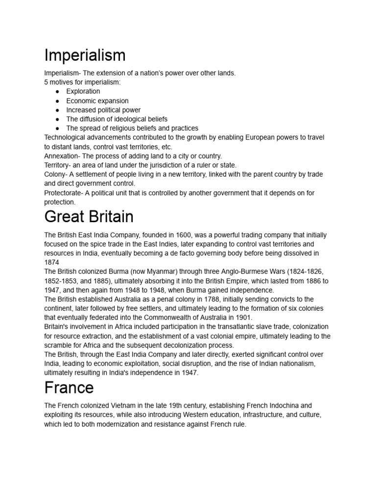 Imperialism History Project | PDF | British Empire | Empire Of Japan