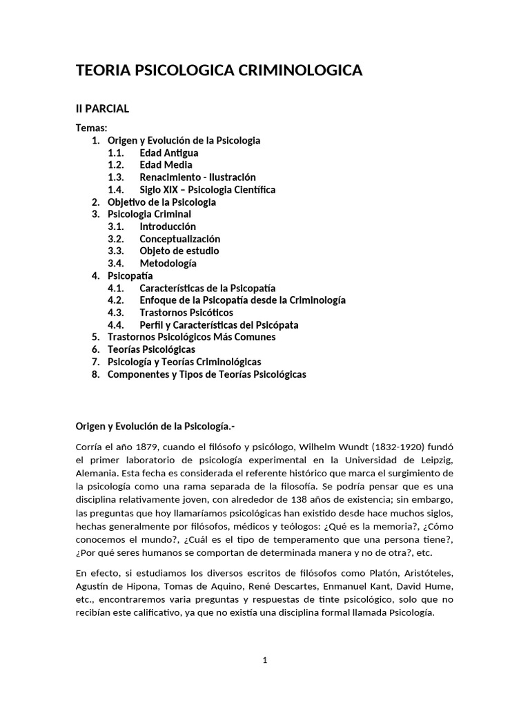 Evolución de la Psicología Criminal | PDF | Sicología | Desorden ...