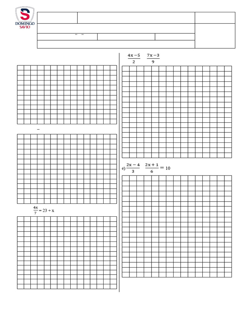 Tarea N°02 - Ecuaciones lineales con una variable y ecuaciones fraccionarias - A | PDF