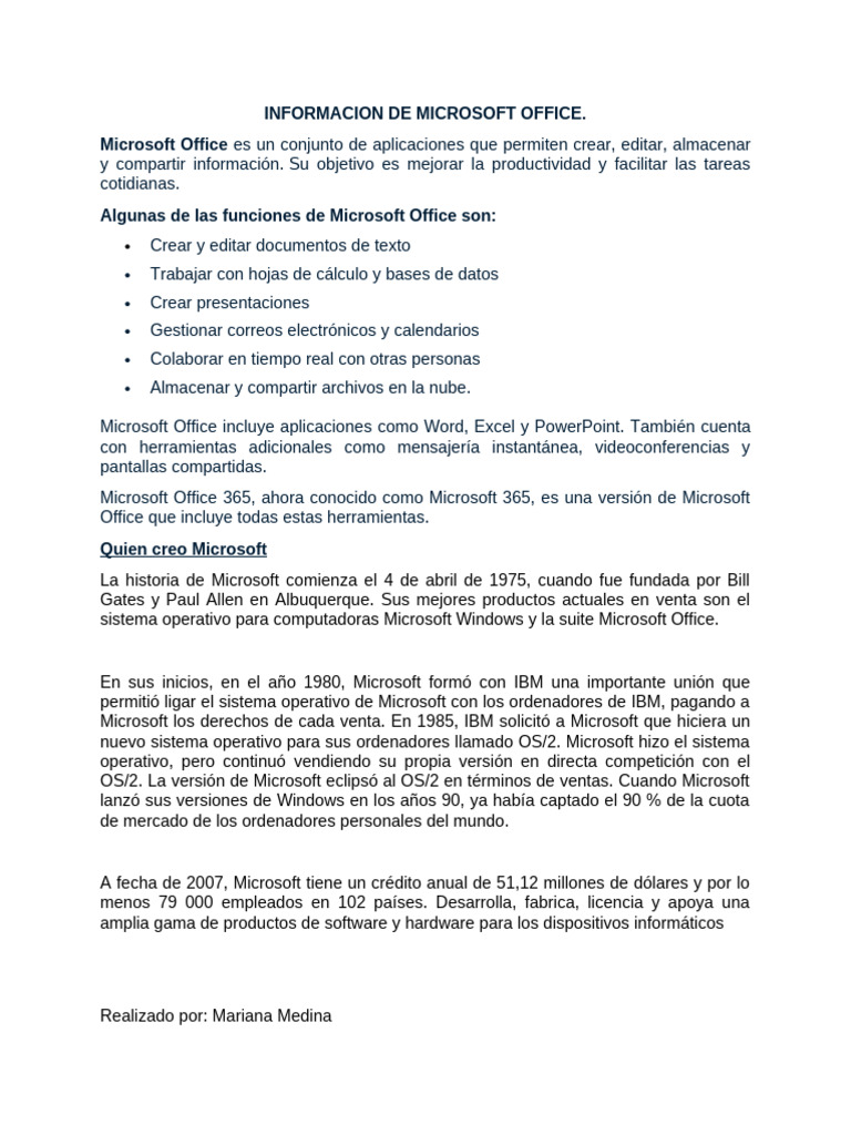 Información sobre Microsoft Office | PDF