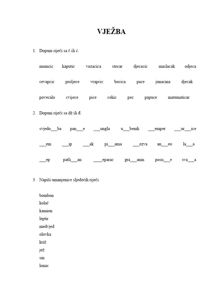 Listić Za Vježbu - Hrvatski Pravopis | PDF