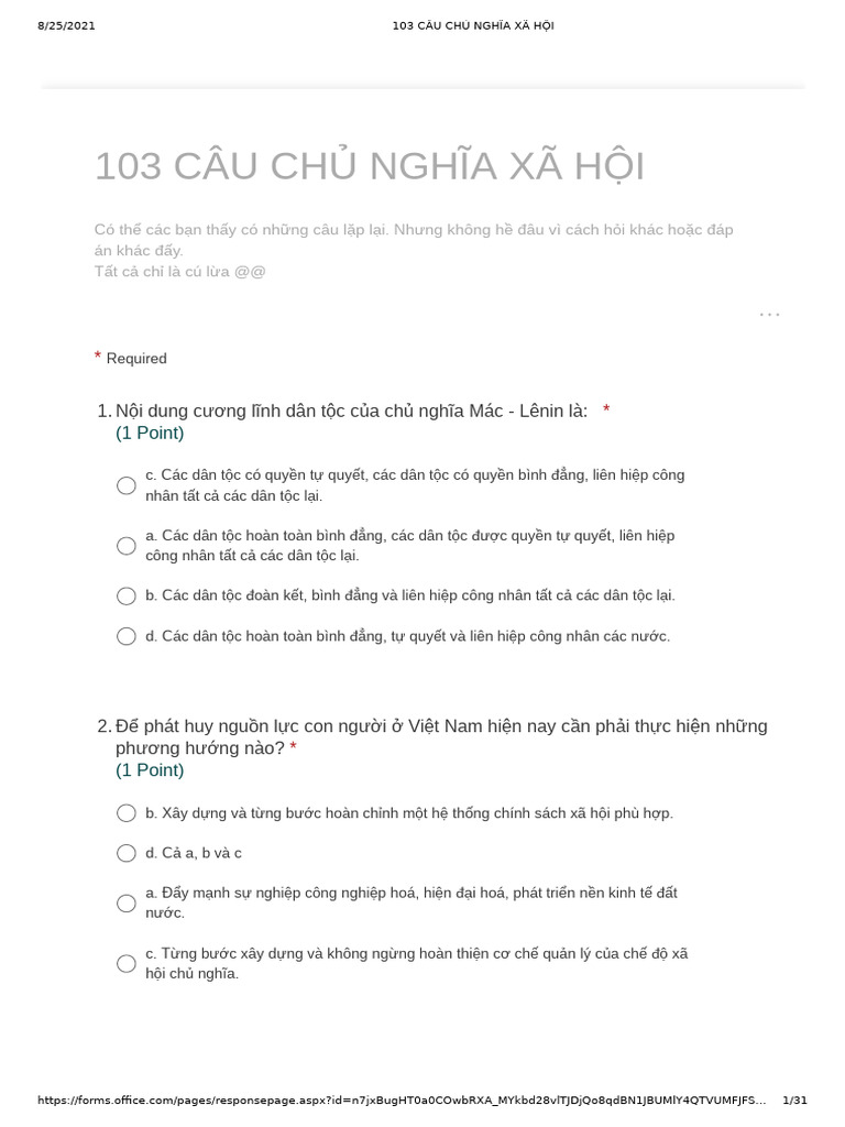 ĐỀ ÔN CNXH | PDF