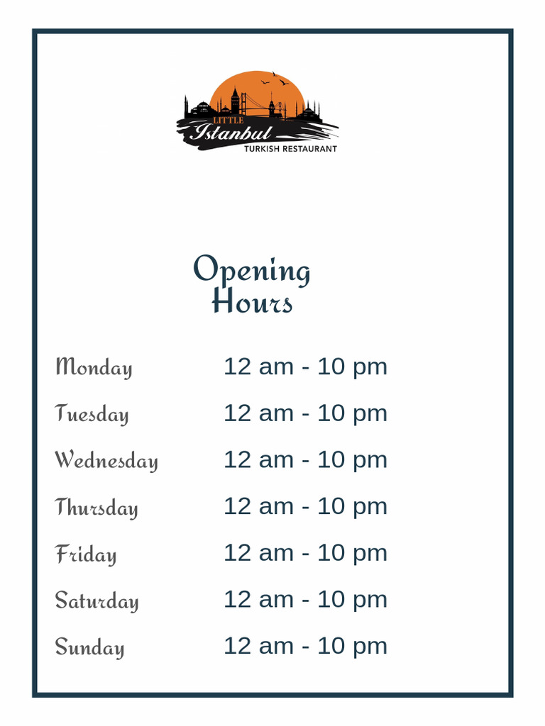 Minimalist Opening Times Poster (2) | PDF