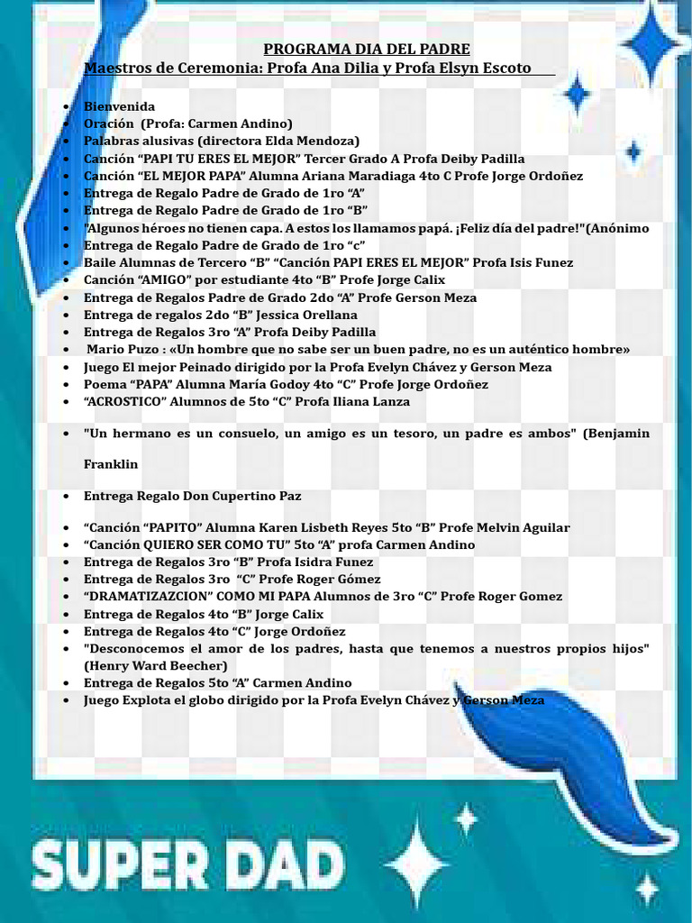 Programa Dia Del Padre 1 - 054000 | PDF
