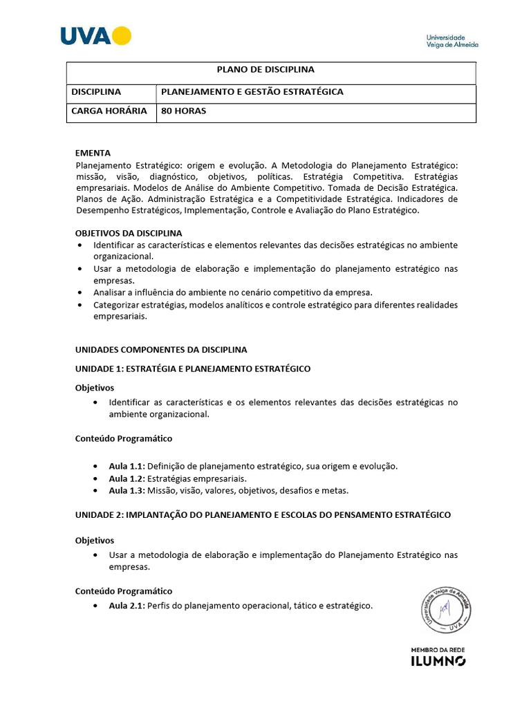Planejamento e Gest o Estrat Gica 202501061716285327629 | PDF | Planejamento estratégico ...