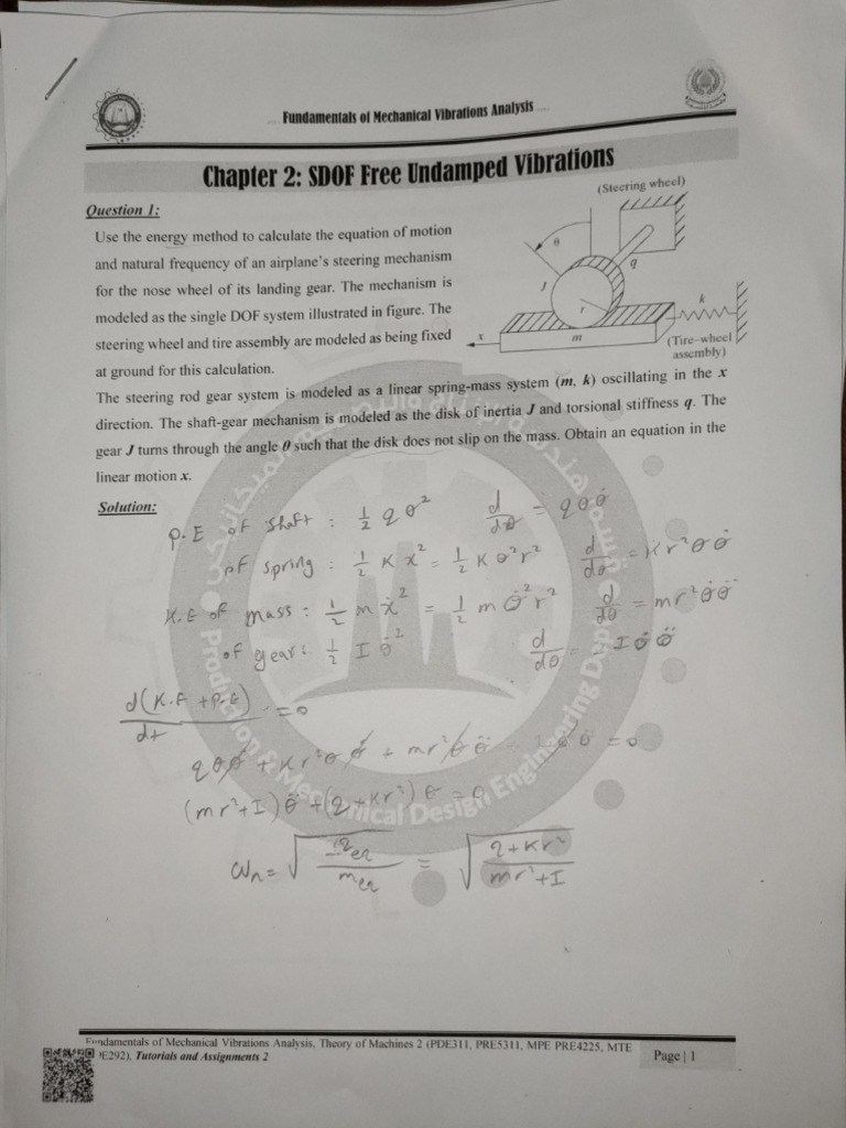 Vibrations Sheets Ch2 - ch6 | PDF